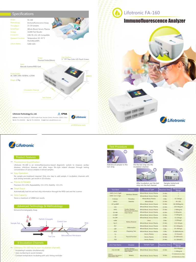 Brosur Lifotronic FA 160 Terbaru | PDF | C Reactive Protein | Medical ...