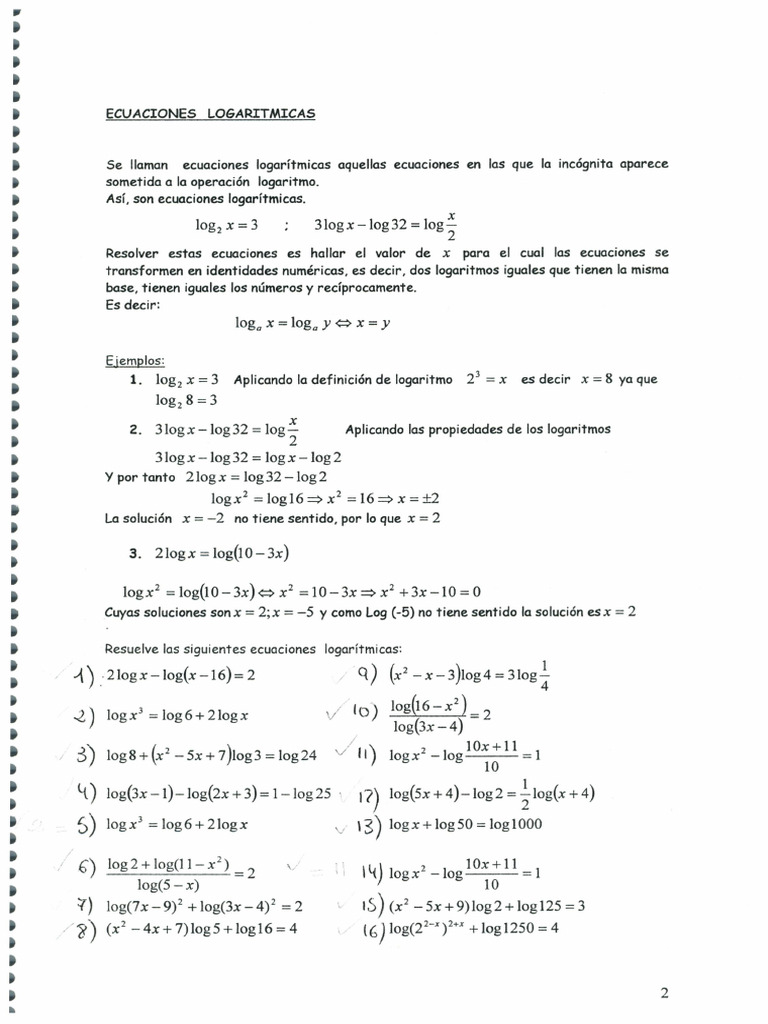 Ecuaciones Logaritmicas | PDF