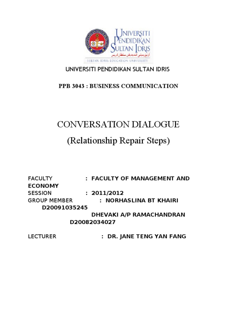 Conversation Dialogue (Relationship Repair Steps) : Universiti ...