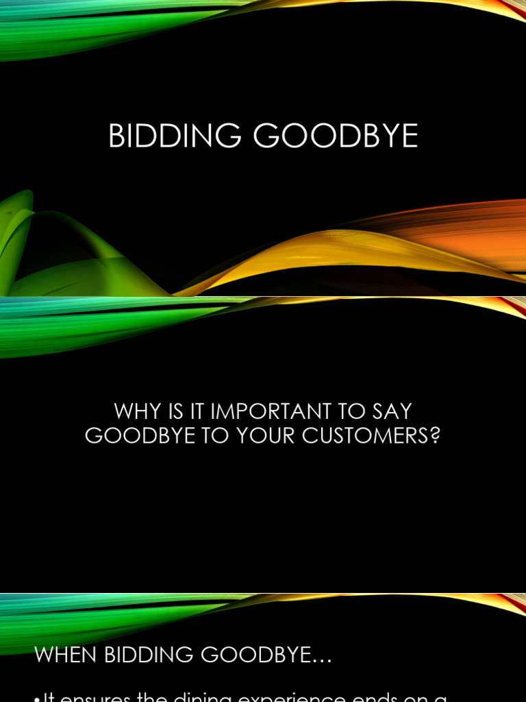 Bidding Goodbye | PDF