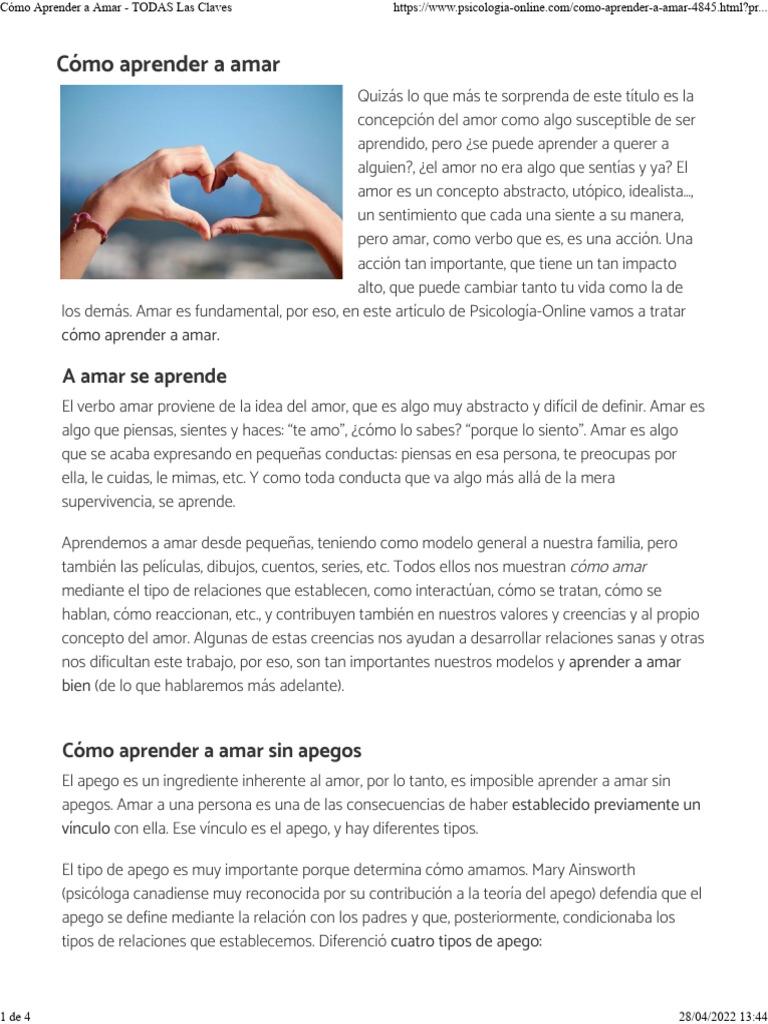 Cómo Aprender A Amar - TODAS Las Claves | PDF | Amor | Teoría de apego