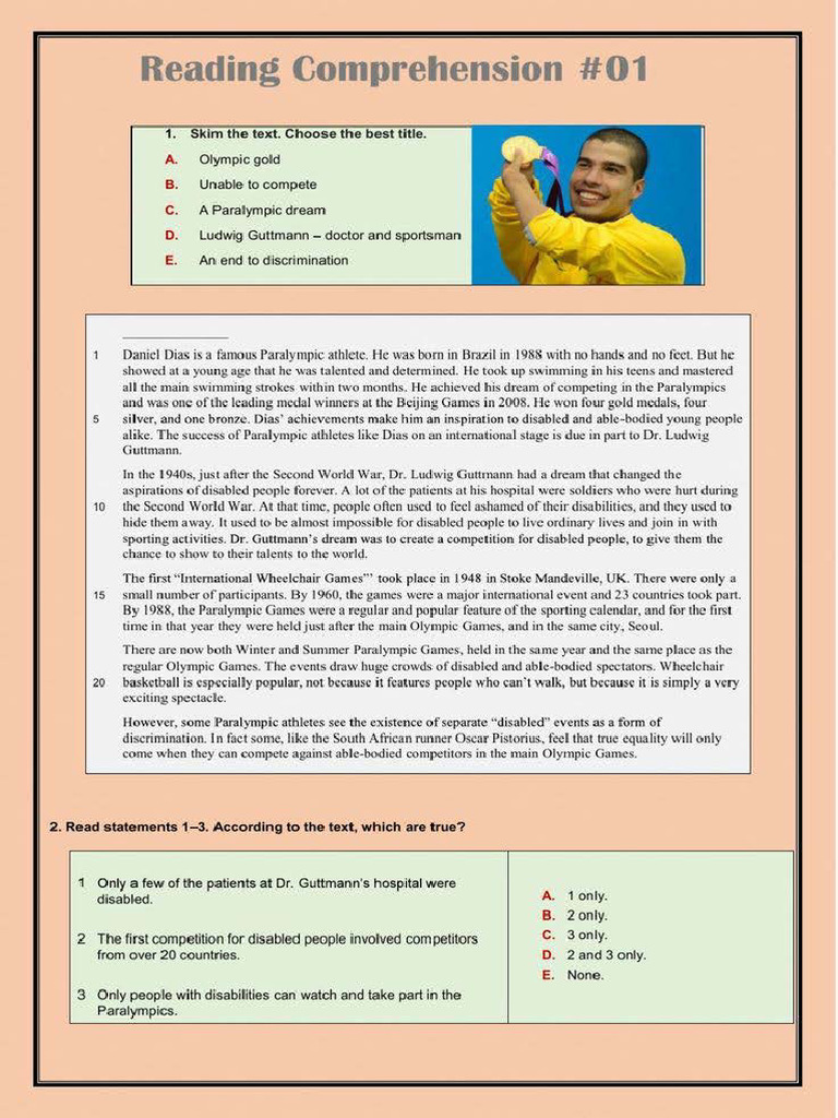 Reading Comprehension 01 Worksheet | PDF