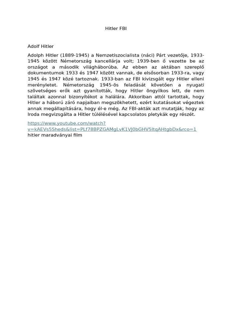 Hitler FBI | PDF