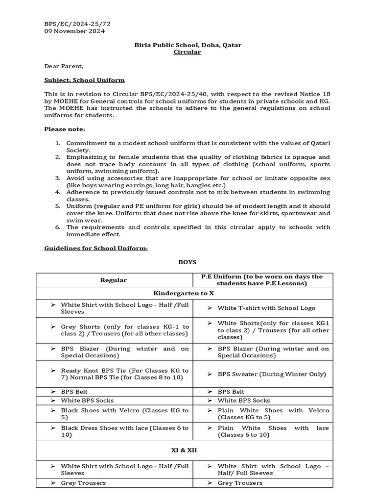Birla School Uniform Guidelines 2024 | PDF | Sweater | Clothing