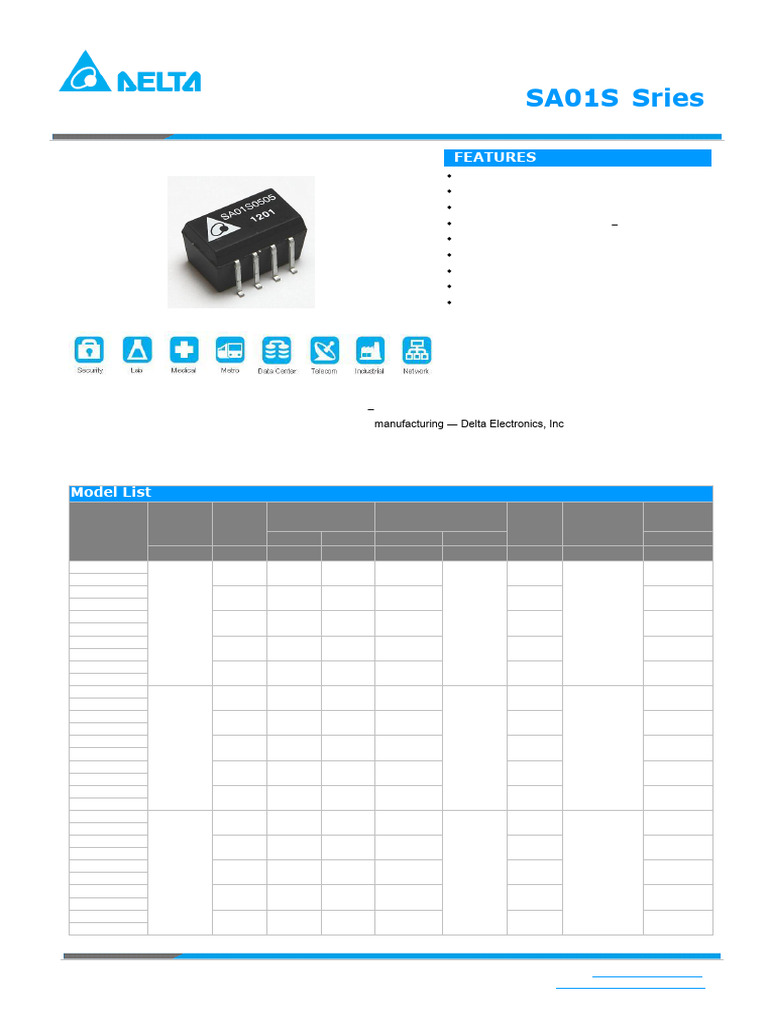 Delta SA01S2415A Datasheet | PDF | Manufactured Goods | Electrical ...