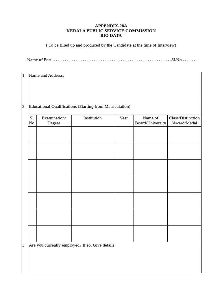 Biodata New Form Kas | PDF