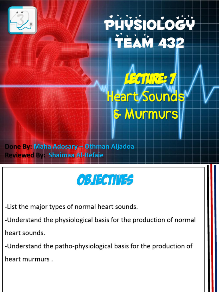 Lecture 7 - Heart Sounds & Murmurs | PDF | Heart Valve | Diastole