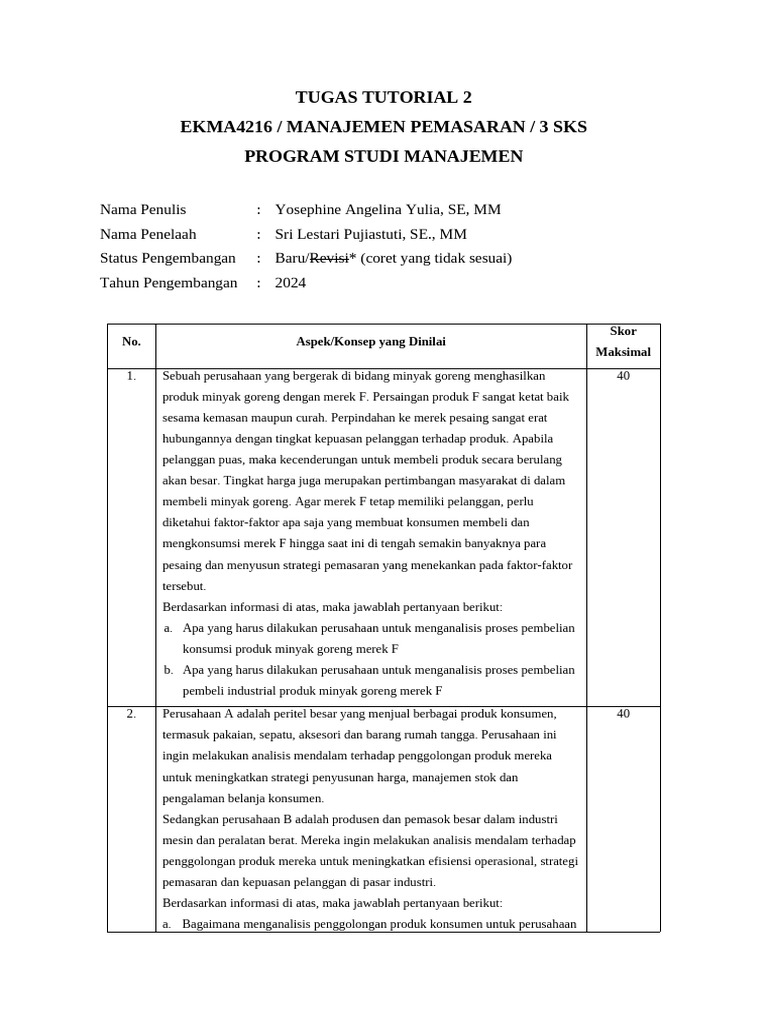 Tugas Tutorial 2 | PDF | Bisnis