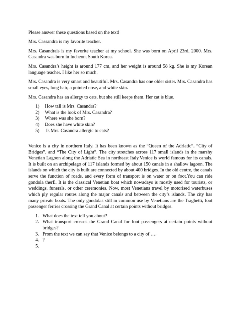 Please Answer These Questions Based On The Text | PDF