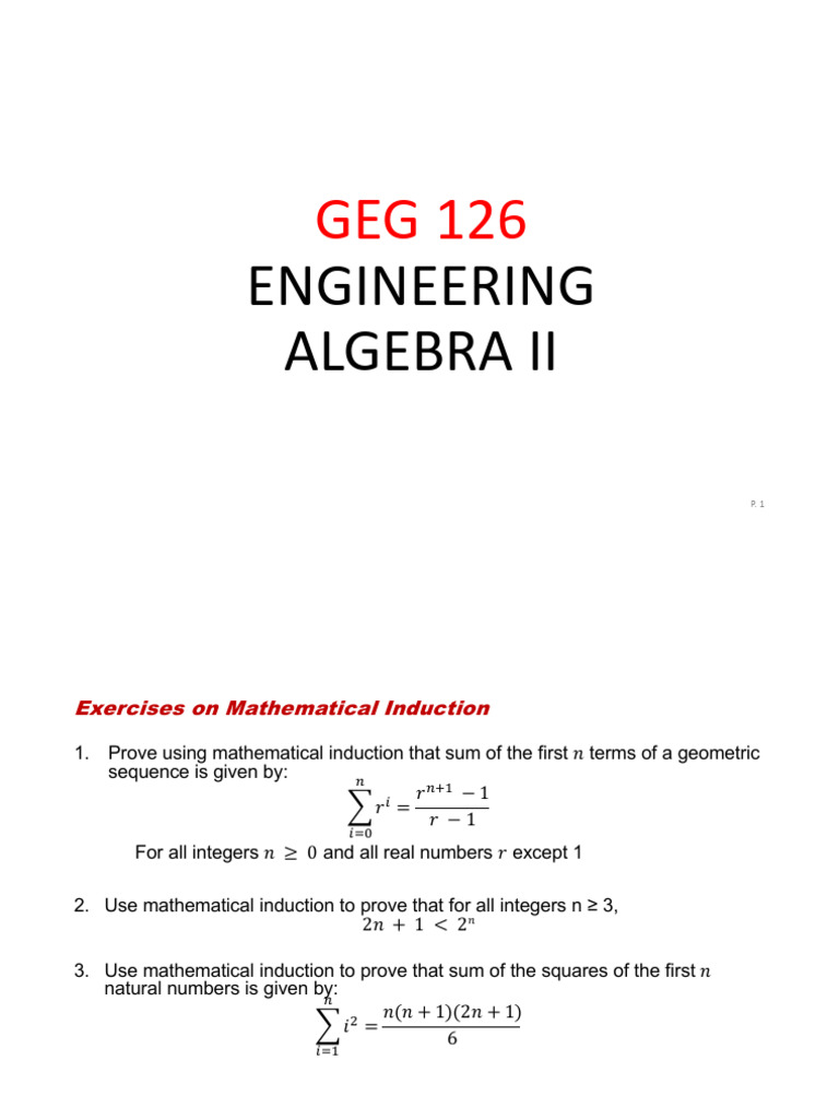 02b Exercises Math Induction | PDF