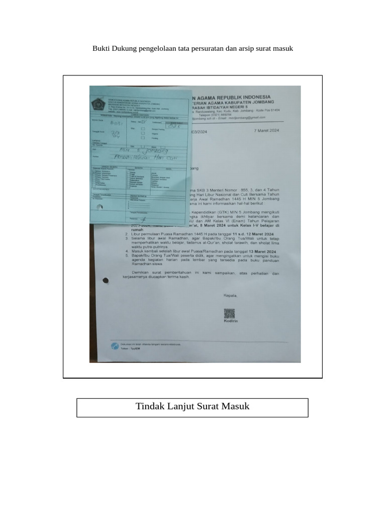 Bukti Dukung Pengelolaan Tata Persuratan Dan Arsip Surat Masuk | PDF