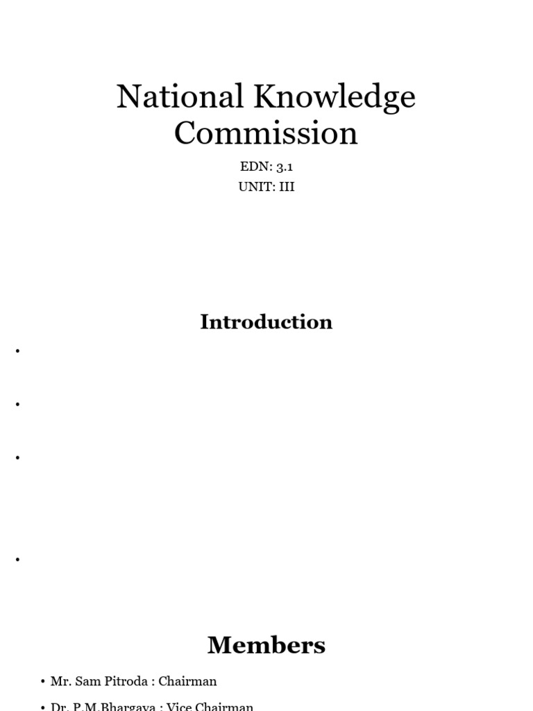 National Knowledge Commission | PDF | Literacy | Innovation