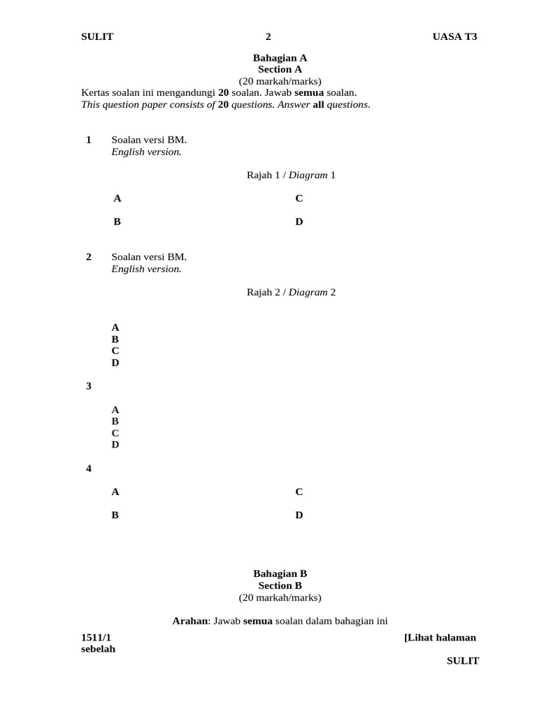 Template soalan UASA T3 | PDF
