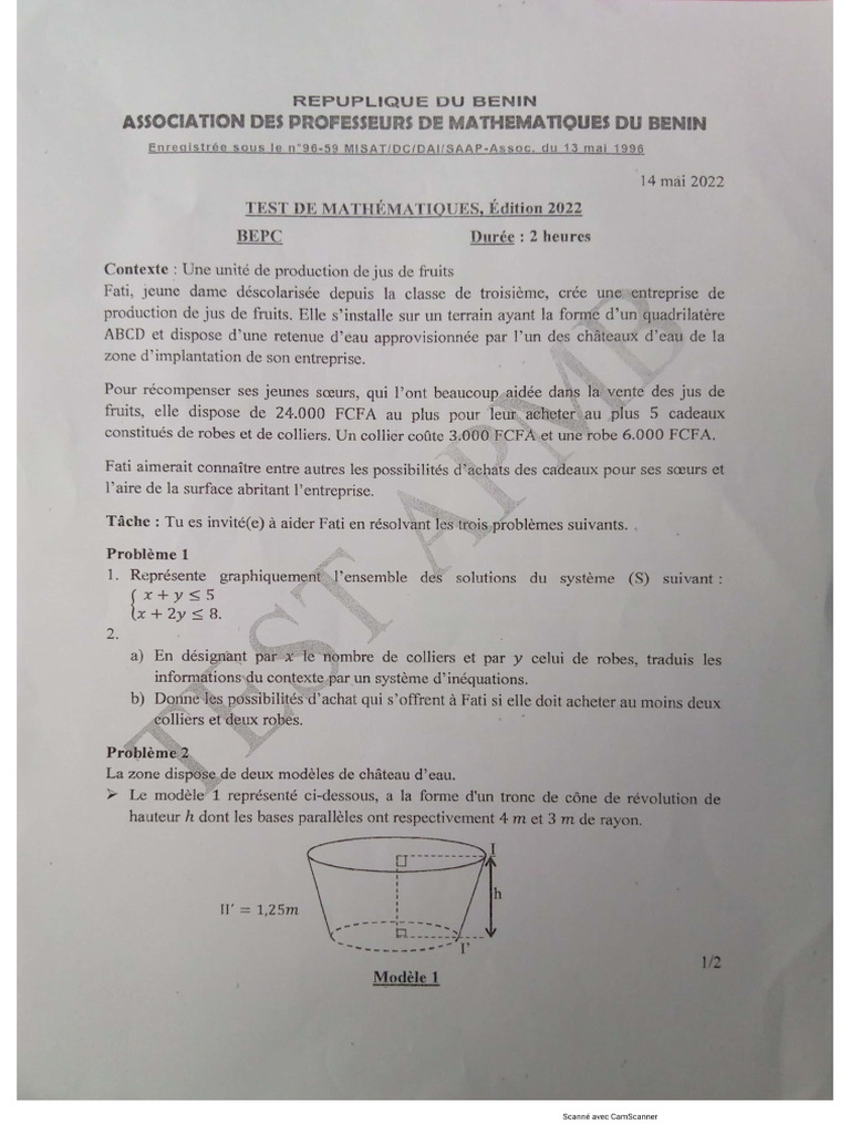 Apmb 2022 Bepc | PDF