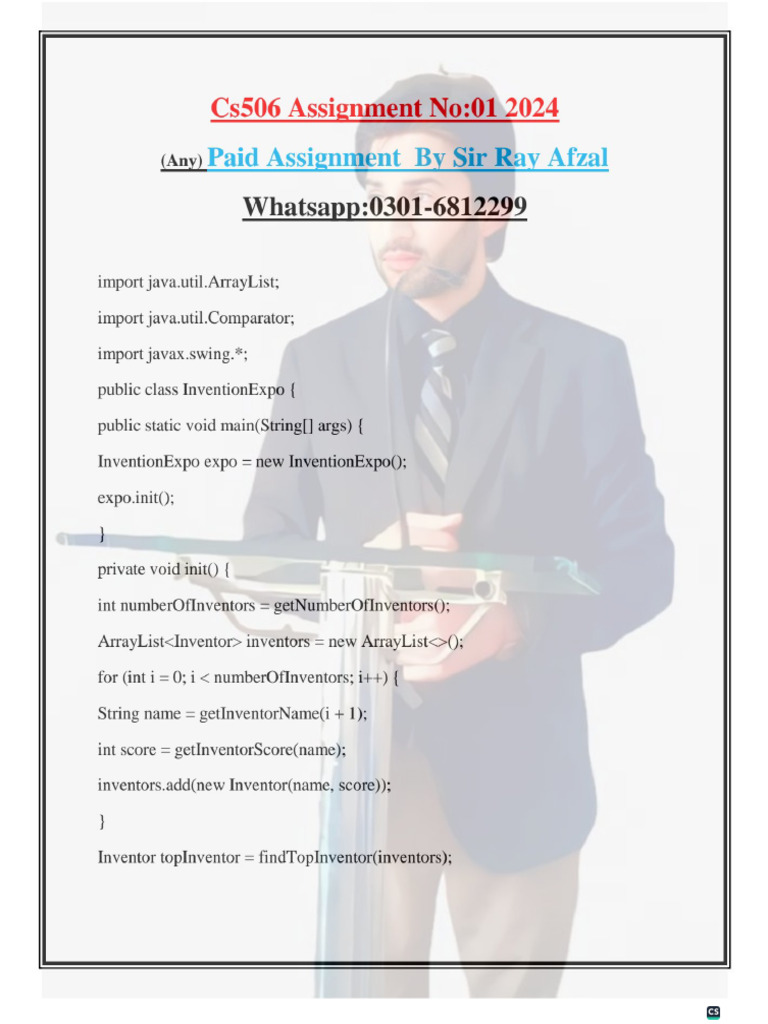 Cs506 Assignment No-01 2024 by Sir Ray Afzal | PDF