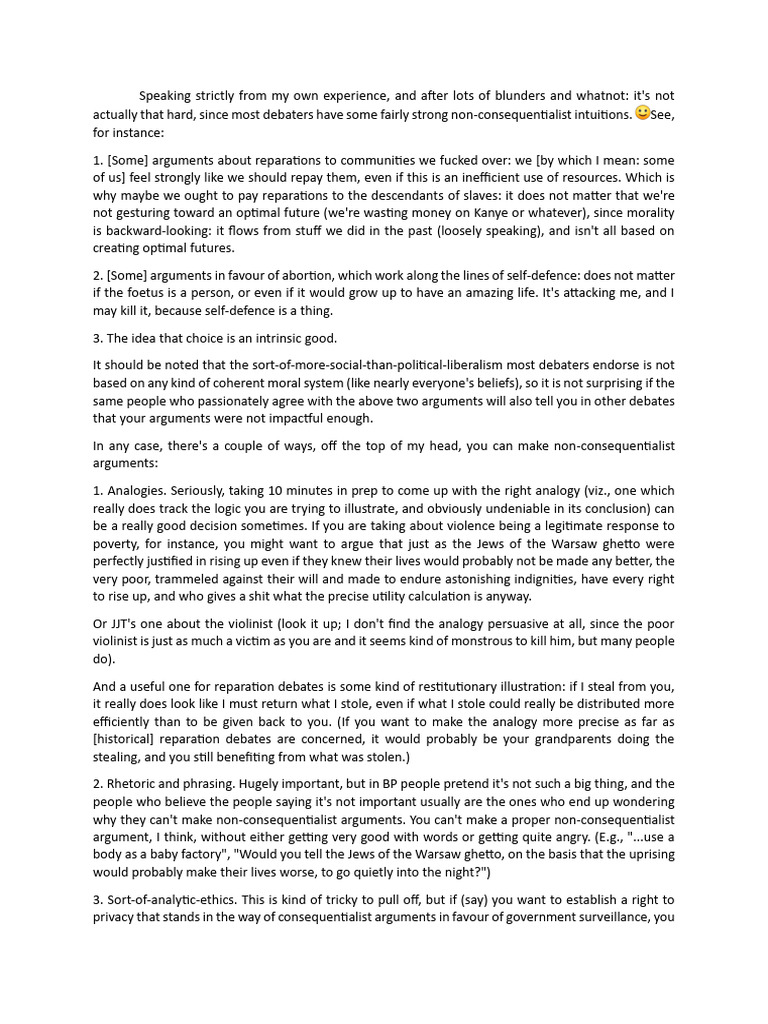 Ashih's Comment On Principles | PDF | Utilitarianism | Argument