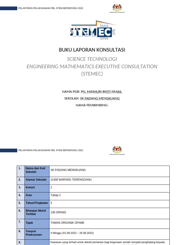 STEMEC Pelaporan TAHAP | PDF