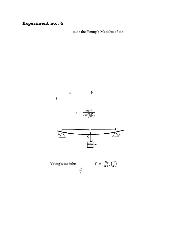 Young's Modulus Experiment | PDF | Bending | Mechanics