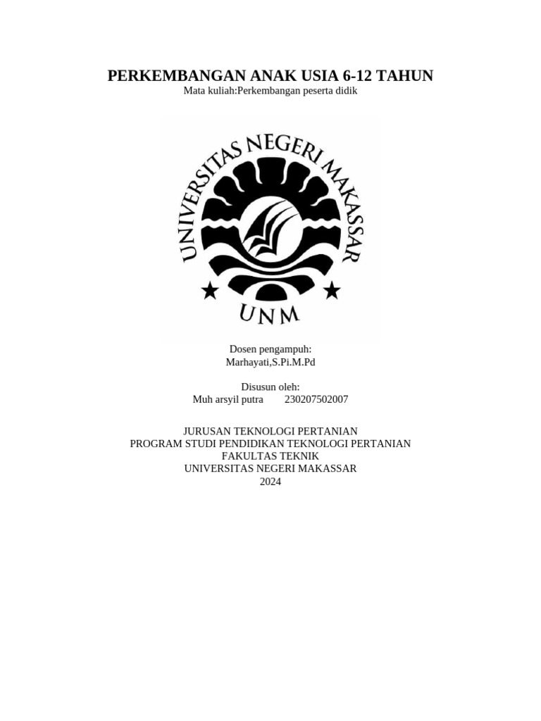 PERKEMBANGAN ANAK USIA 6-12 Muh Arsyil Putra-1 | PDF