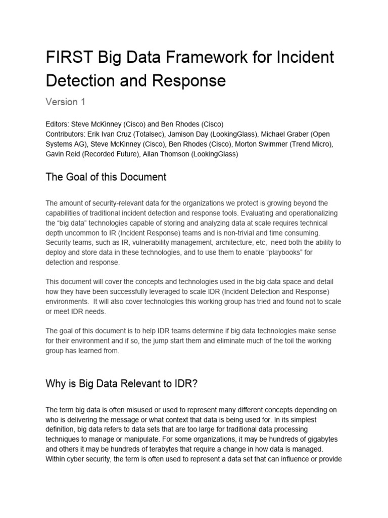 Big Data Architecture Incident Response | PDF | Apache Spark | Databases