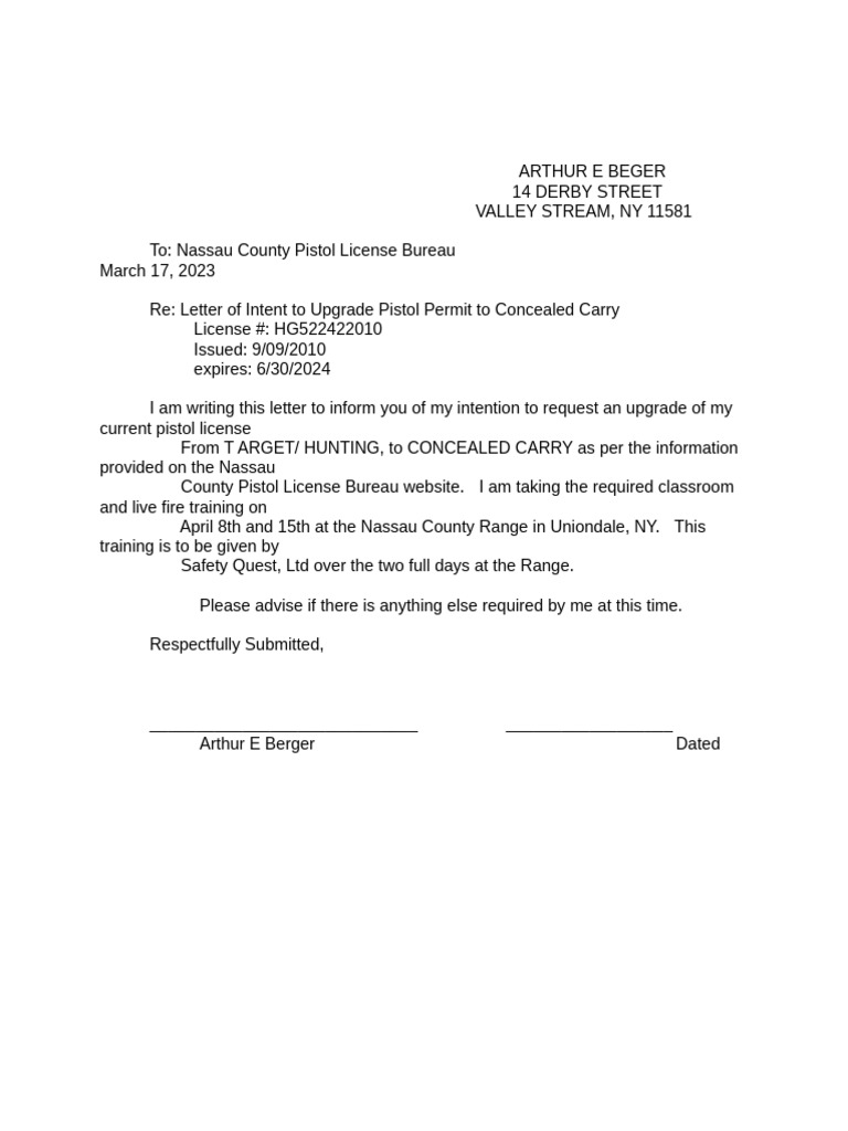 Nassau County Concealed Carry Request | PDF