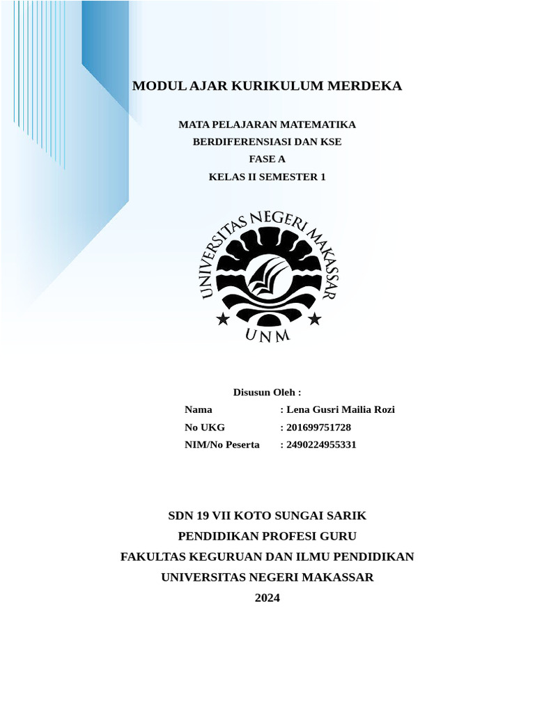 Template Modul Ajar Kurikulum Merdeka PPG UNM | PDF