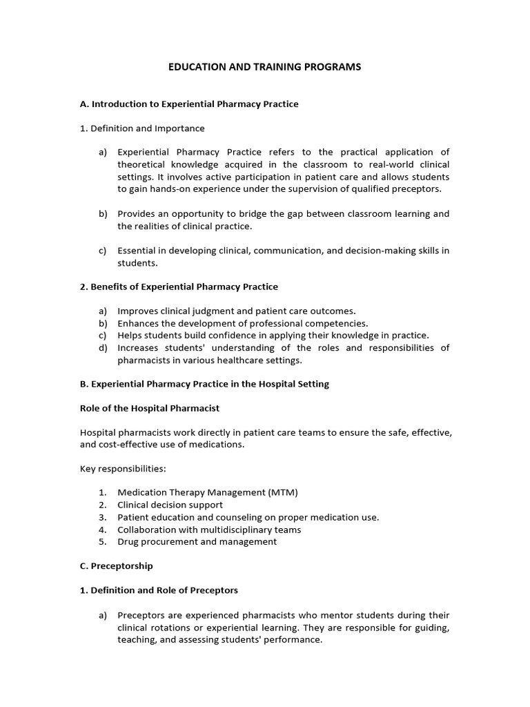 Unit Xi Education and Training Programs | PDF | Pharmacy | Mentorship