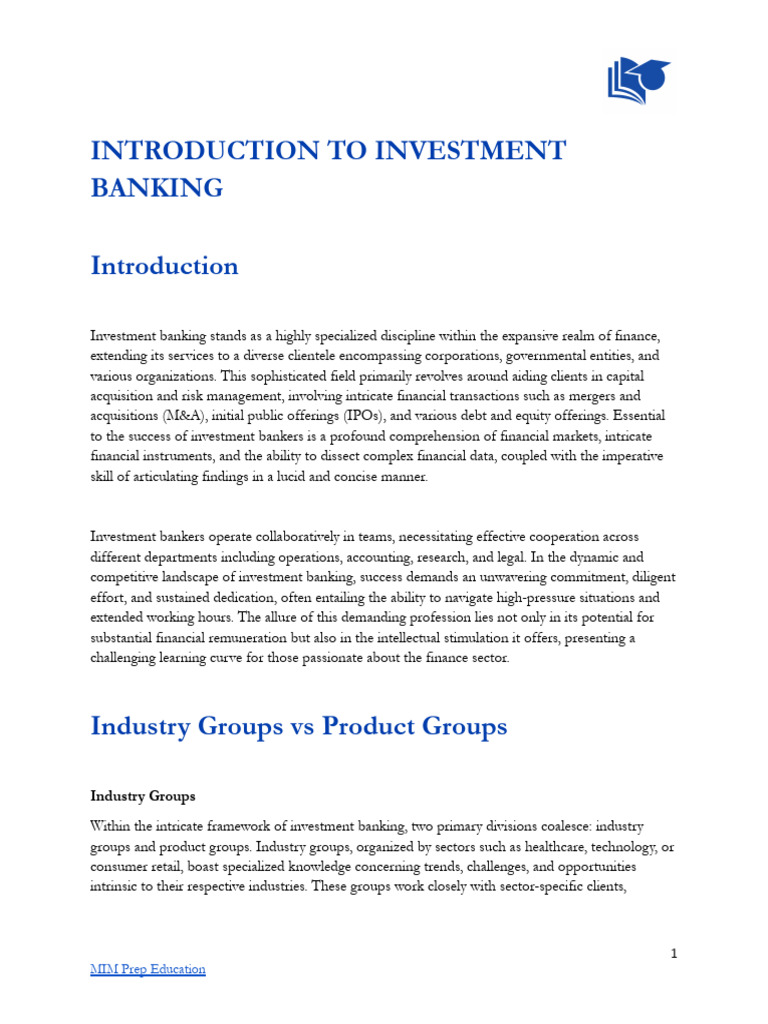 Introduction To Investment Banking | PDF | Mergers And Acquisitions ...