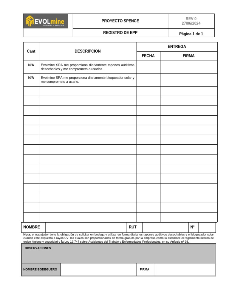 Registro de EPP | PDF