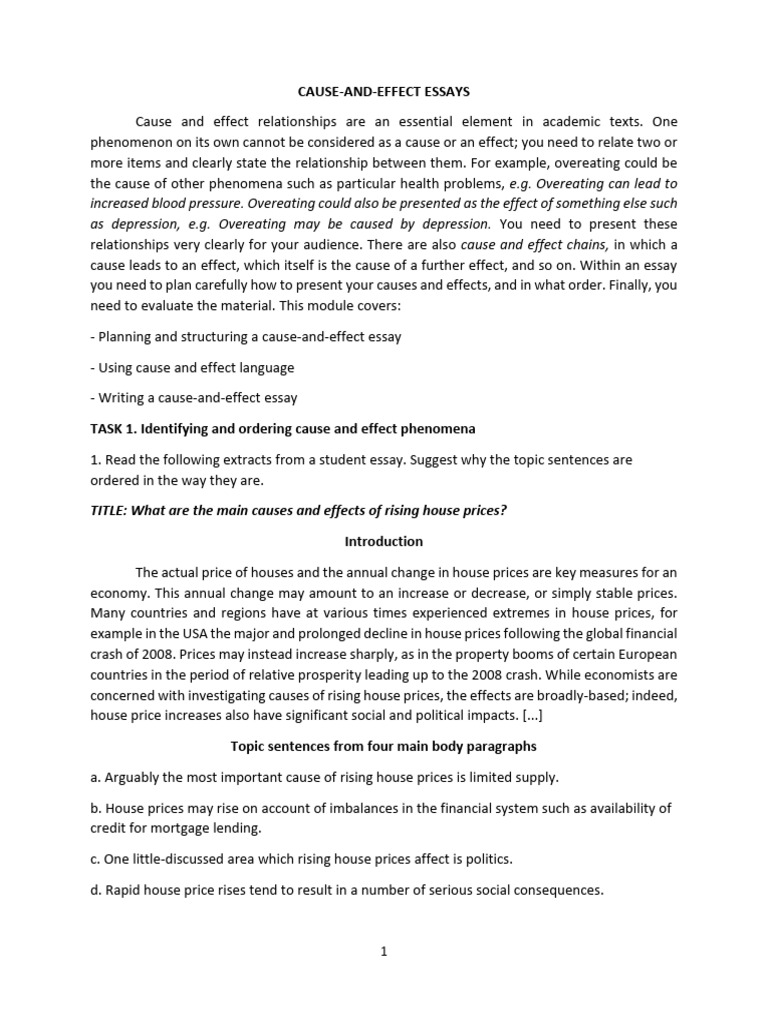 Cause and Effect Essay Writing Guide | PDF | Preposition And ...