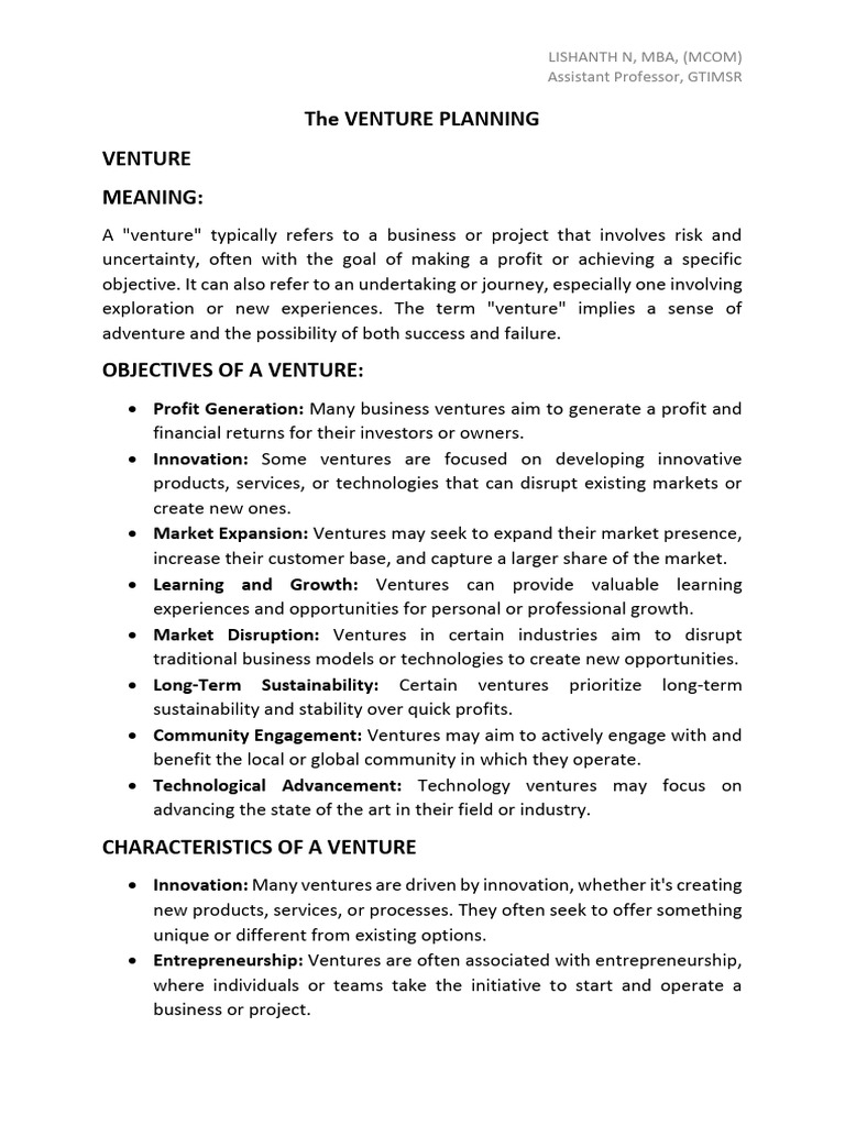 Understanding Business Ventures: Types & Stages | PDF | Franchising ...