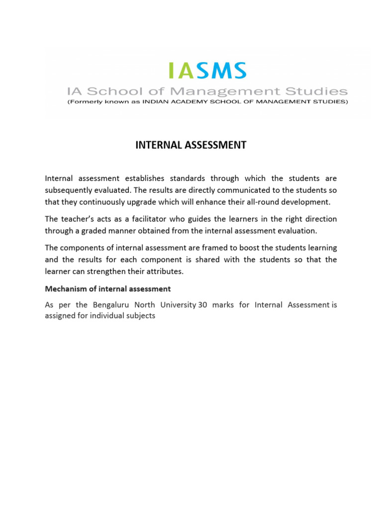 Internal Assessment Framework Overview | PDF | Educational Assessment ...