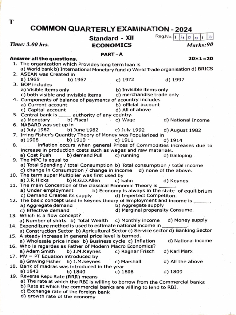 12th Economics Quarterly | PDF | Economics | Inflation