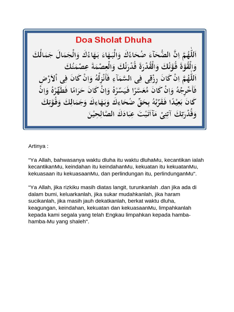 Bacaan Doa Solat Dhuha | PDF | Agama & Spiritualitas