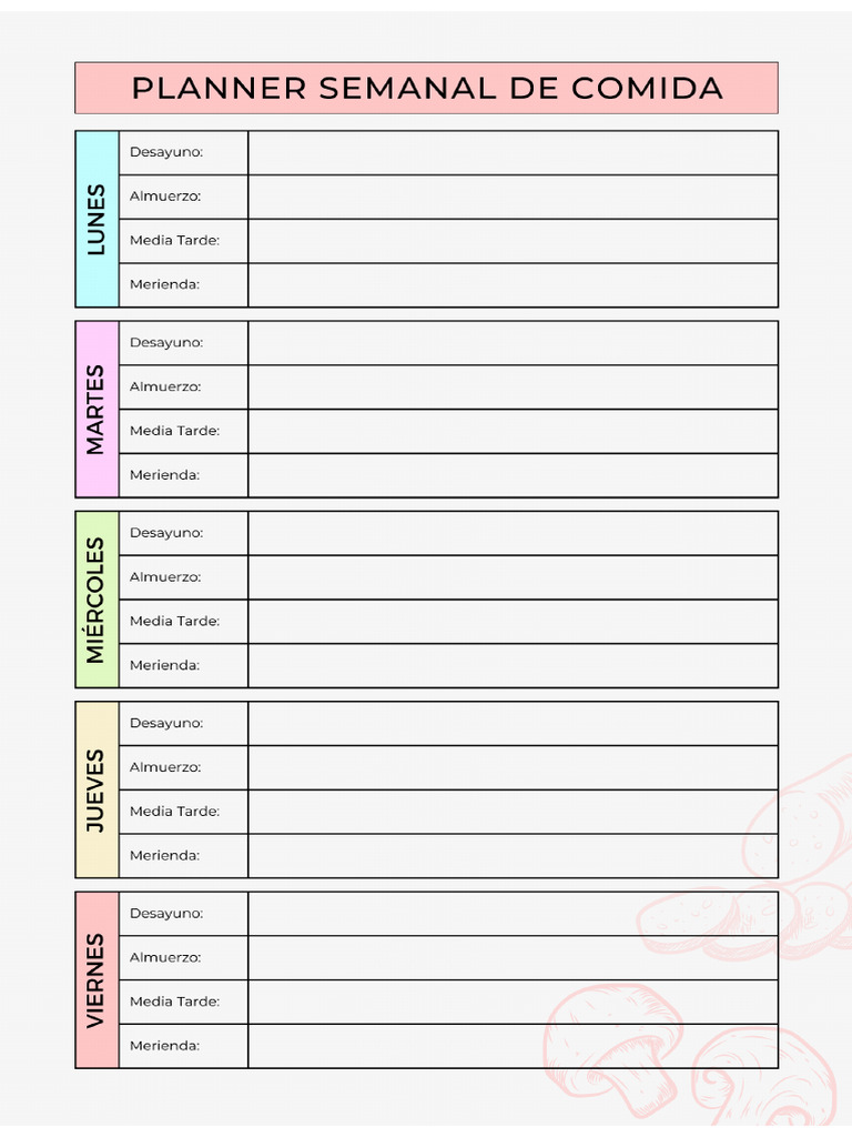 Planner Semanal de Comida | PDF
