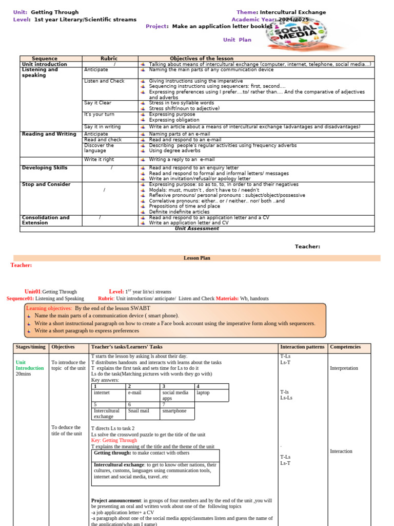 Getting Through LESSON PLAN | PDF | Stress (Linguistics) | Adverb