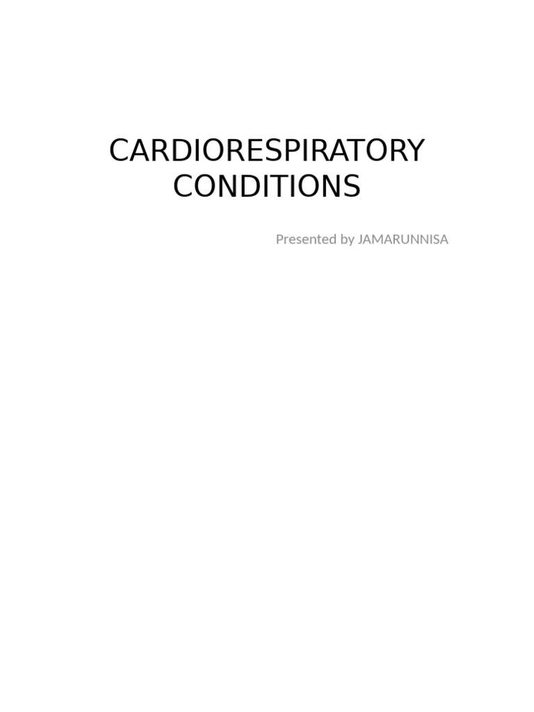 Cardiorespiratory Conditions | PDF