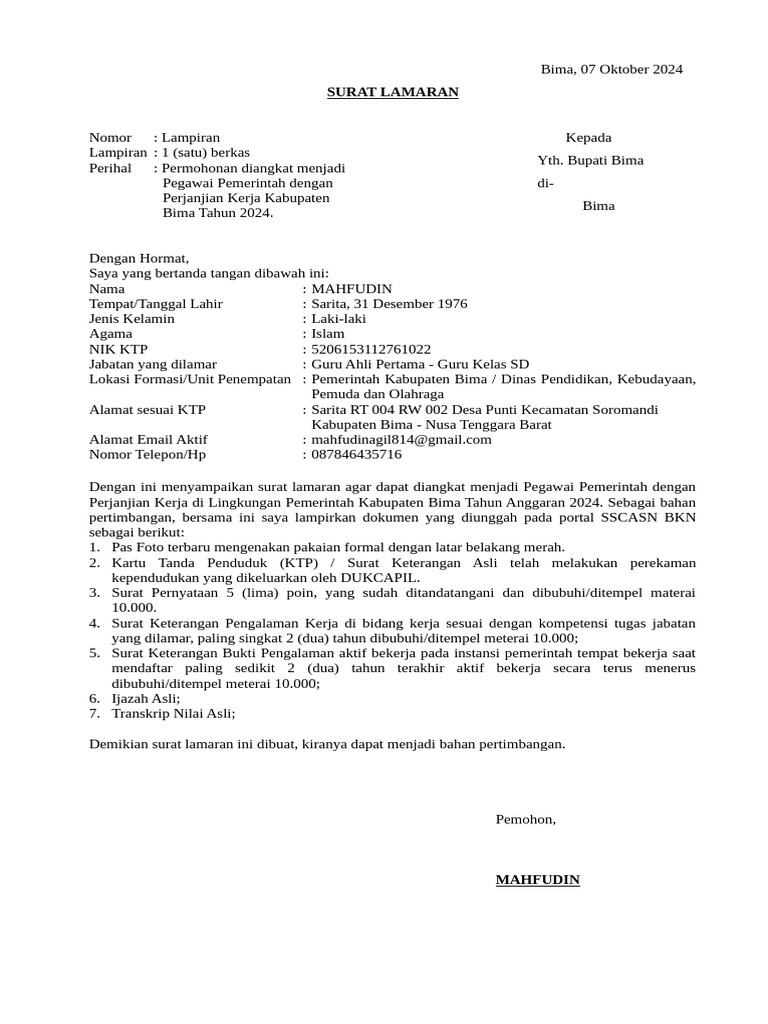 Surat Lamaran | PDF