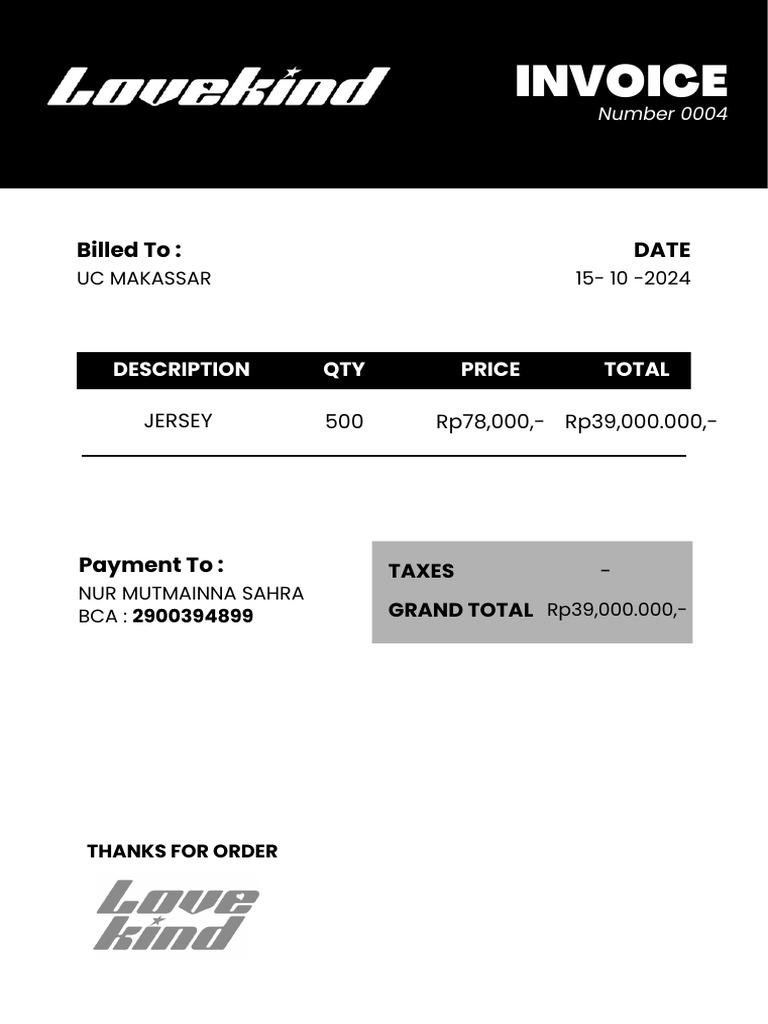 Invoice Lovekind Running | PDF