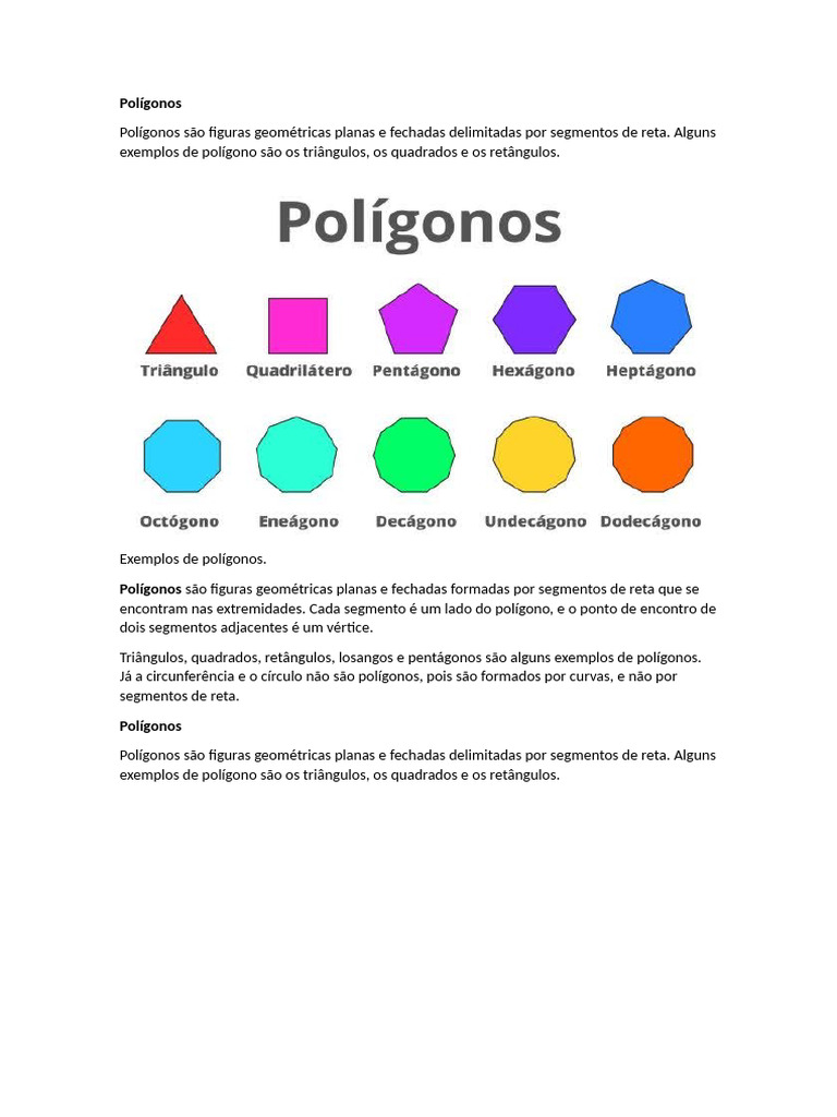 O que são Polígonos e Exemplos | PDF | Triângulo | Polígono