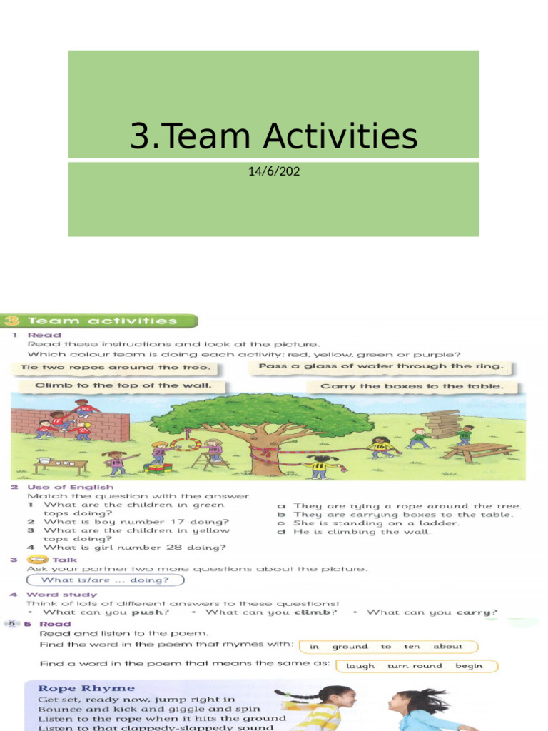 Team Activities and Action Verbs Guide | PDF | Career & Growth ...