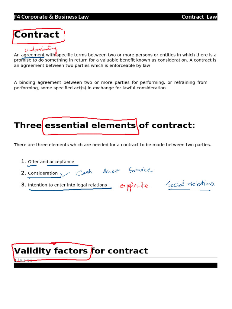 Share FM Contract Law (Lecture) | PDF | Offer And Acceptance | Damages