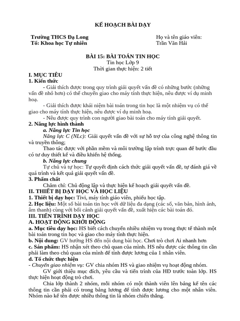 Bai 15 Bai Toan Tin Hoc | PDF