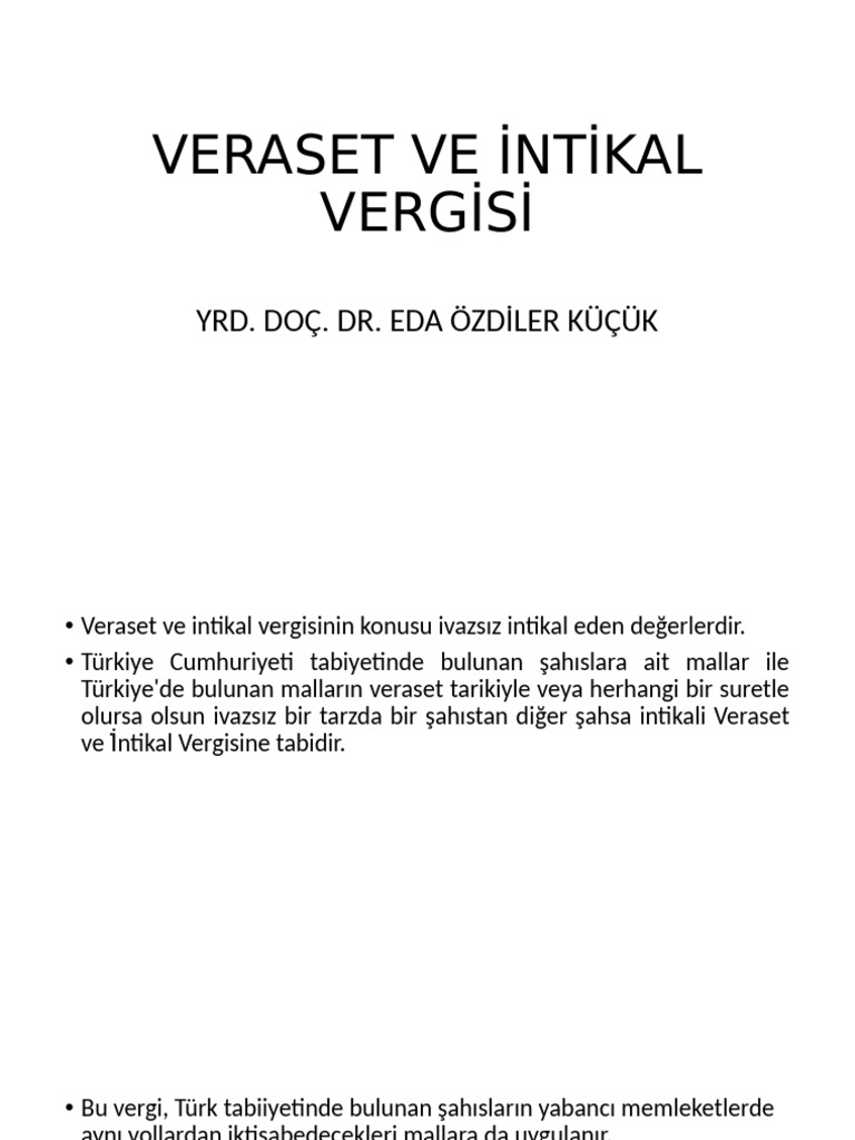 Veraset Ve Intikal Vergisi | PDF