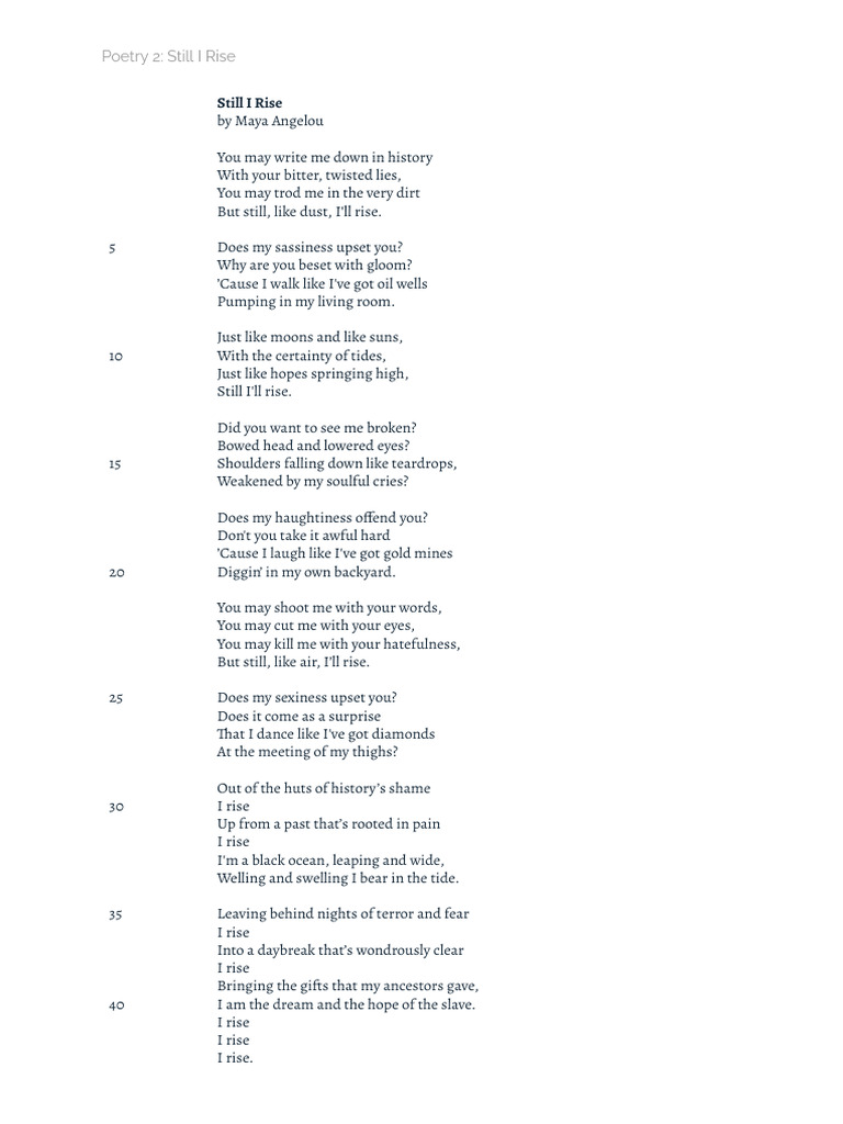 Poetry 2 - Still I Rise | PDF