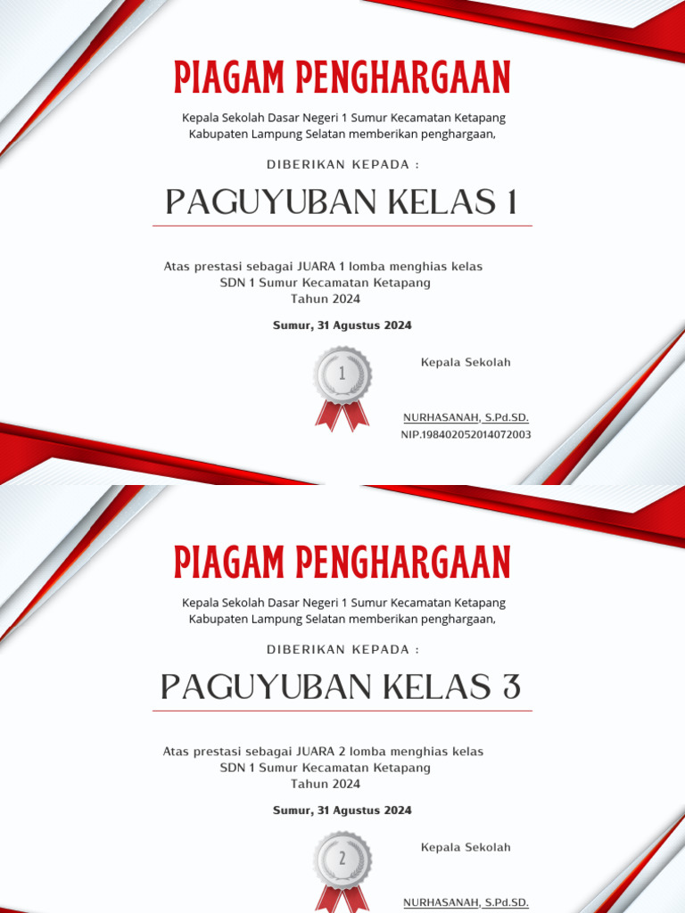 Merah Putih Moderen Sederhana Piagam Penghargaan Lomba Pidato ...