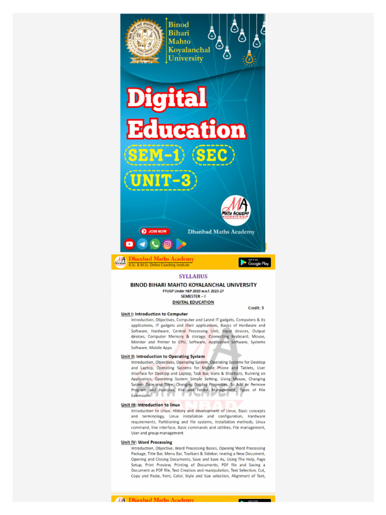 Digital Education - Unit 3 | PDF