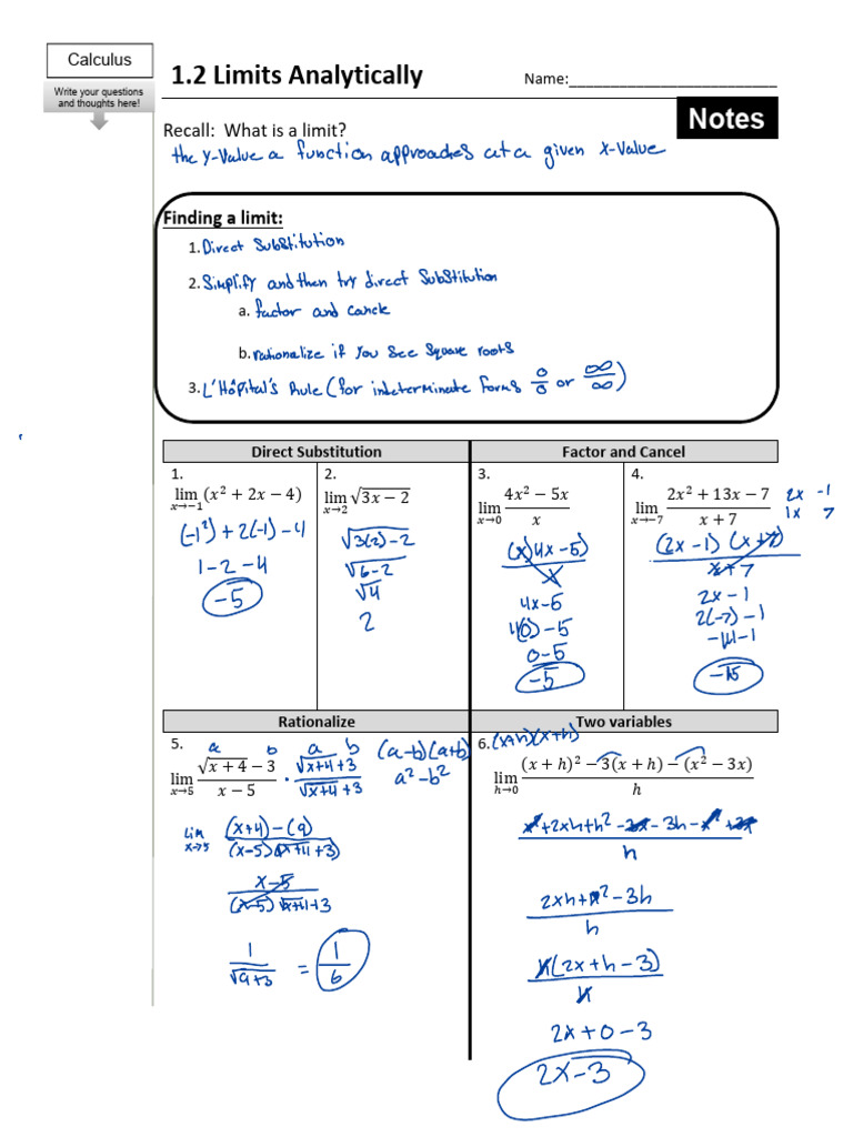 Brooke McLam - Limits Analytically | PDF | Mathematical Analysis | Mathematics