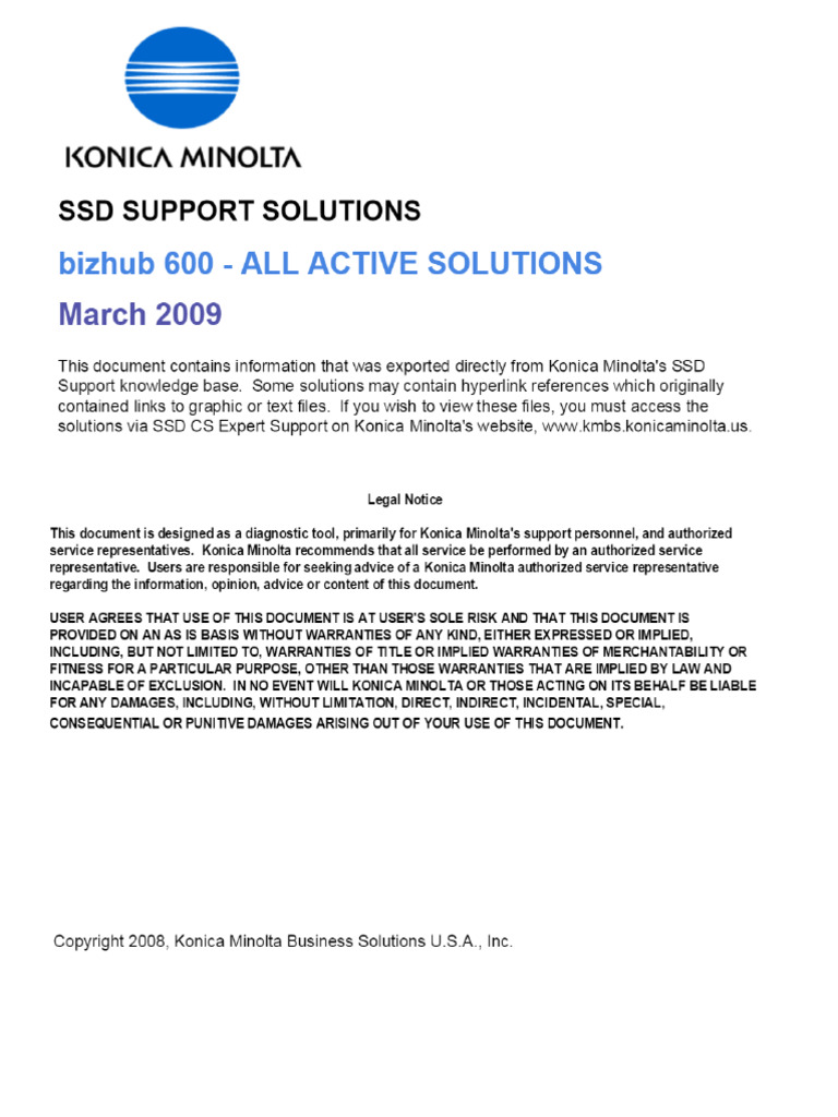Konica Minolta Bizhub 600 Specification - Manualzz | PDF