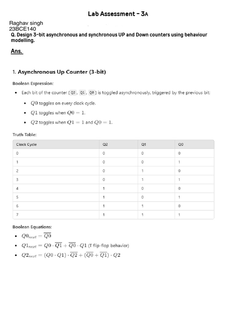 3-Bit Asynchronous and Synchronous Counters | PDF | Computer Engineering | Electronic Engineering